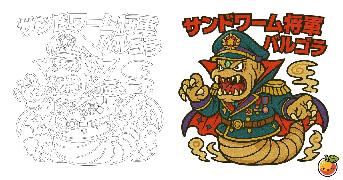 サンドワーム将軍バルゴラ-ビックリ塗り絵｜塗り絵のゆずふる